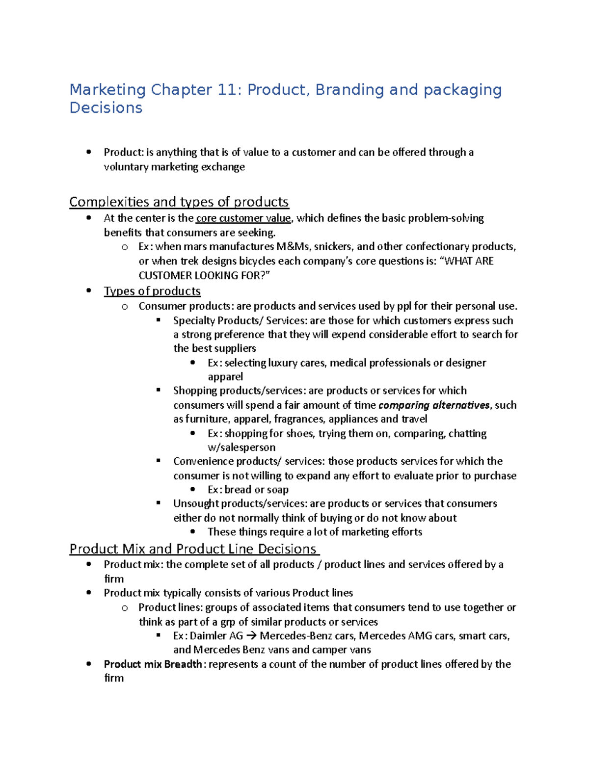 Marketing Chapter 11 TXT Book Notes - Marketing Chapter 11: Product ...