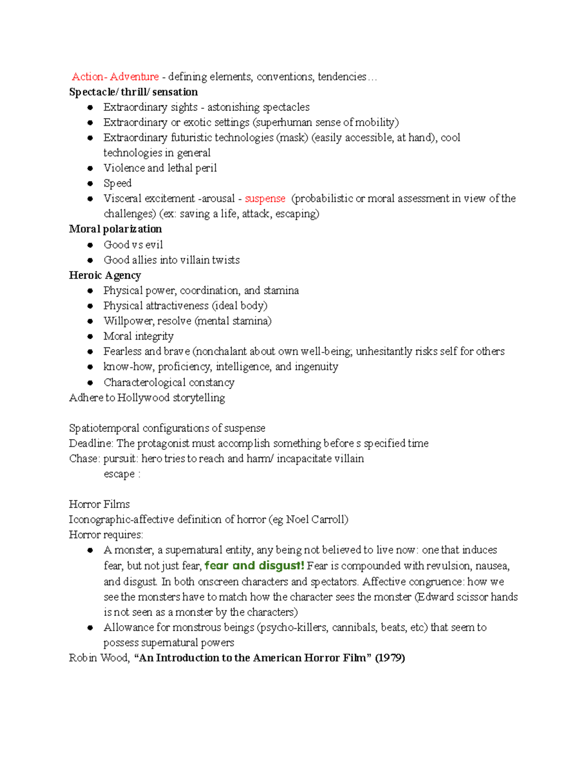 Film Genres 2 - Action Adventure and Horror genre - Action- Adventure ...