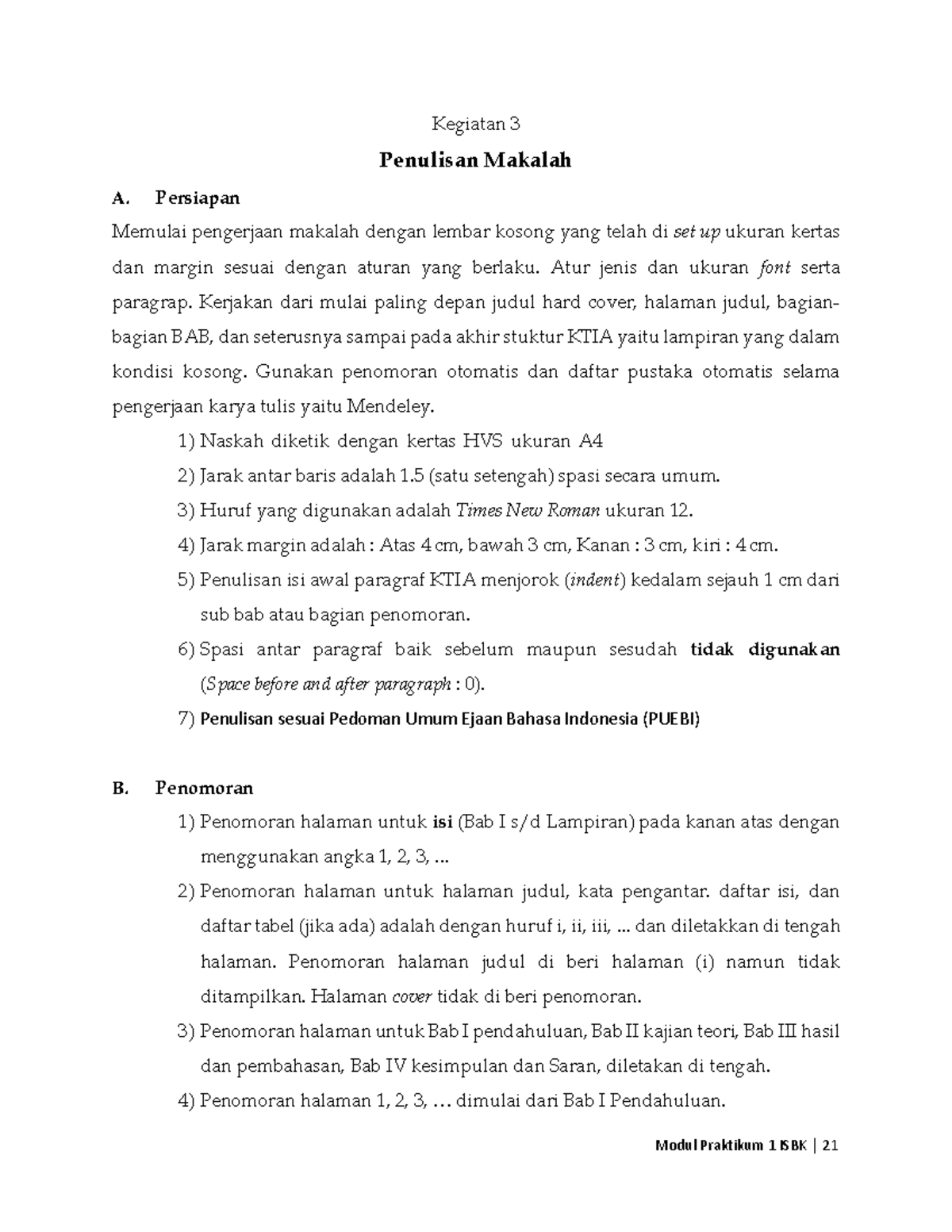 Modul SBK Kegiatan 3 Penulisan Makalah - Modul Praktikum 1 ISBK | 21 ...
