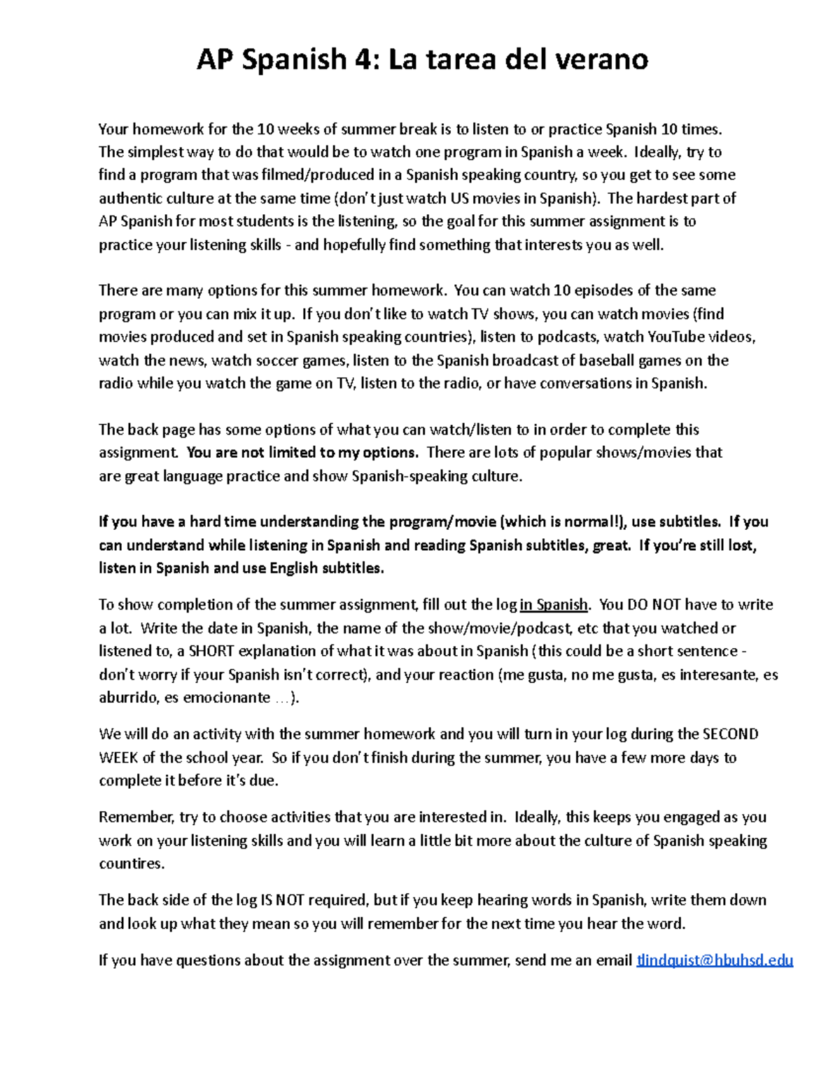 APSpanish 4 Latareadelverano-practicar 10veces - AP Spanish 4: La tarea ...