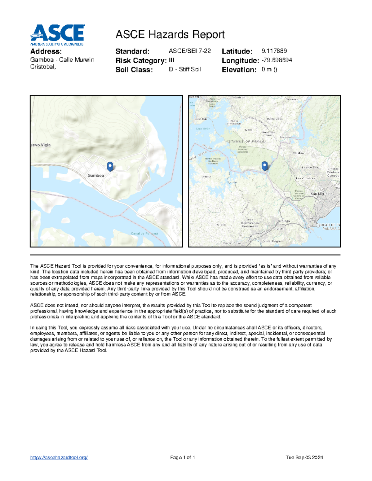 Ascedesign Hazards Report - ASCE Hazards Report Address: Gamboa - Calle ...