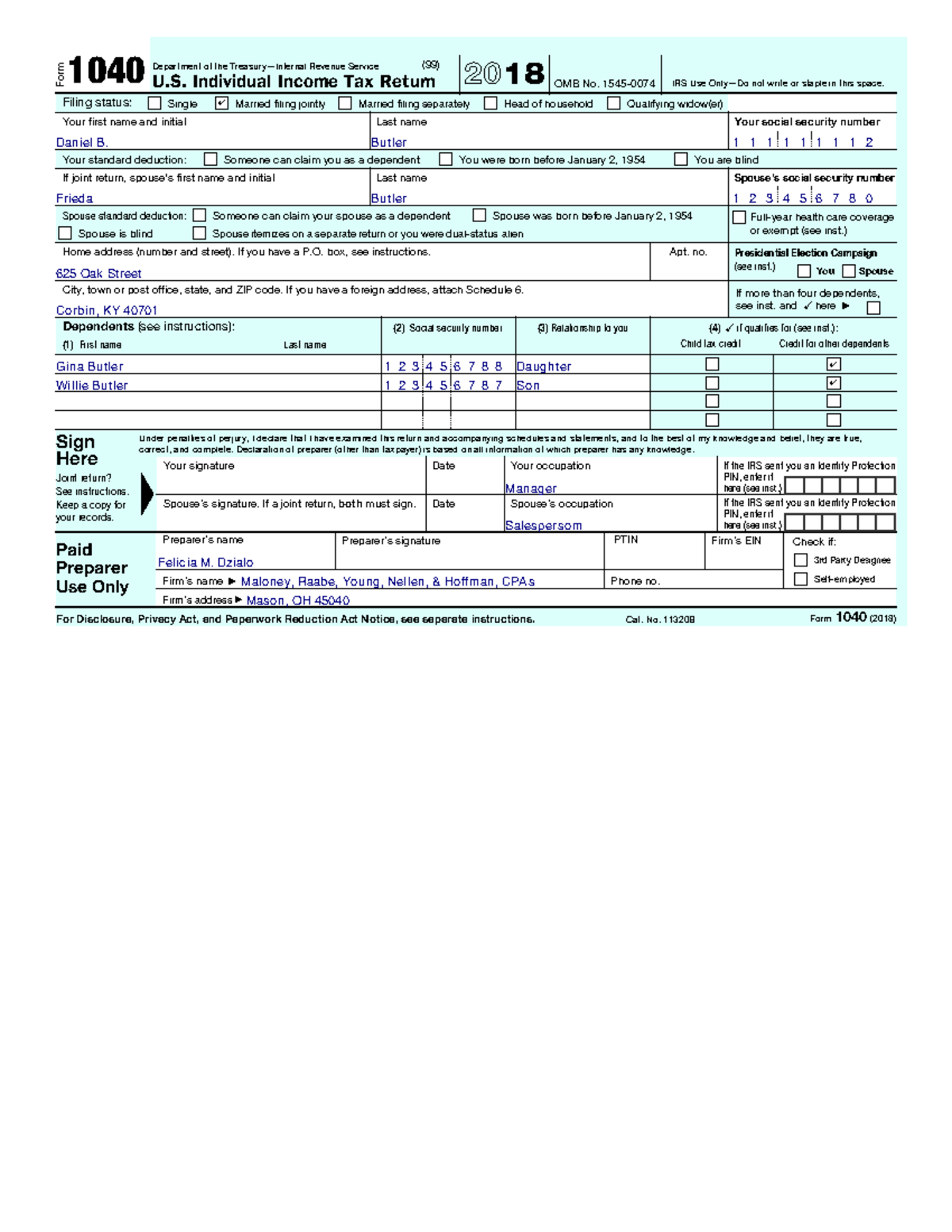 ACC 330 6-1 Final Project Practice Tax Return 1040 Finished - Form 1040 ...