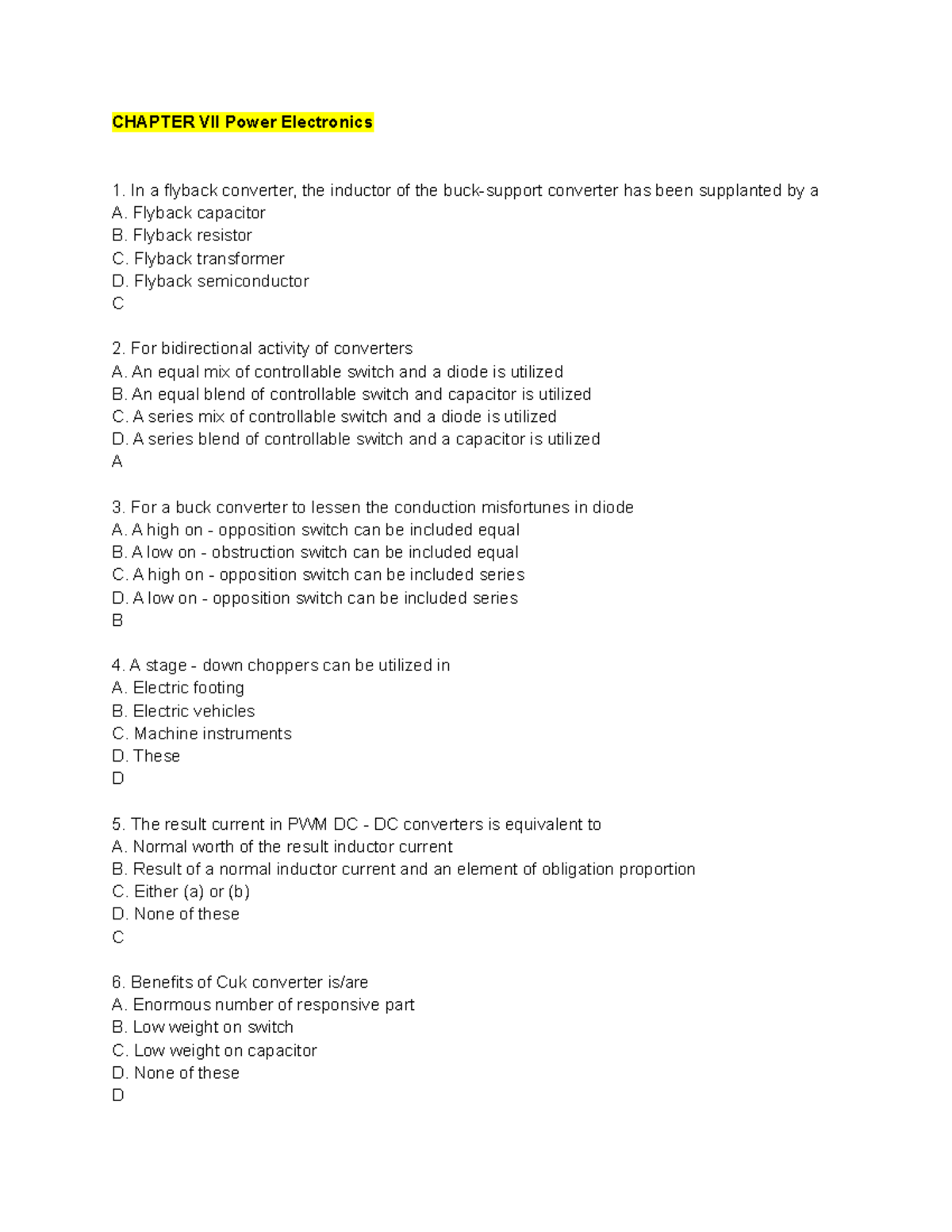 Chapter VII Power Electronics - CHAPTER VII Power Electronics In a ...