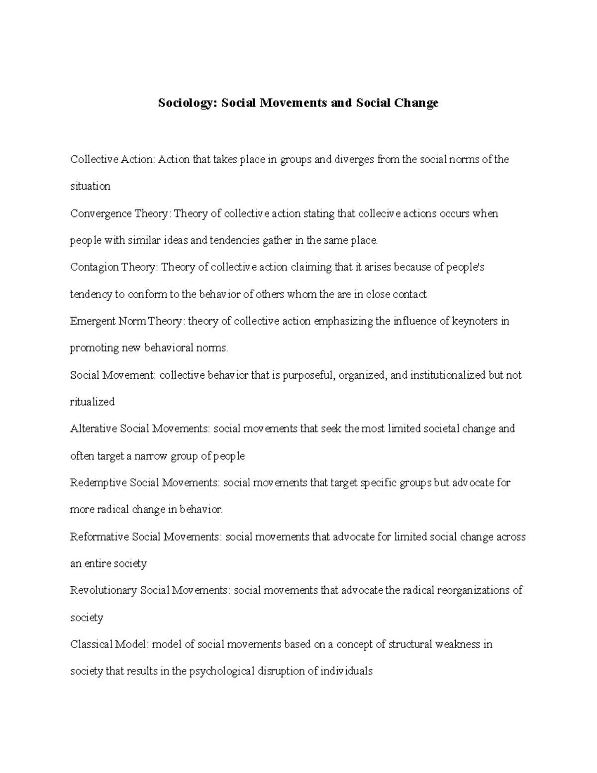 Sociology Social Movements and Social Change - Contagion Theory: Theory ...