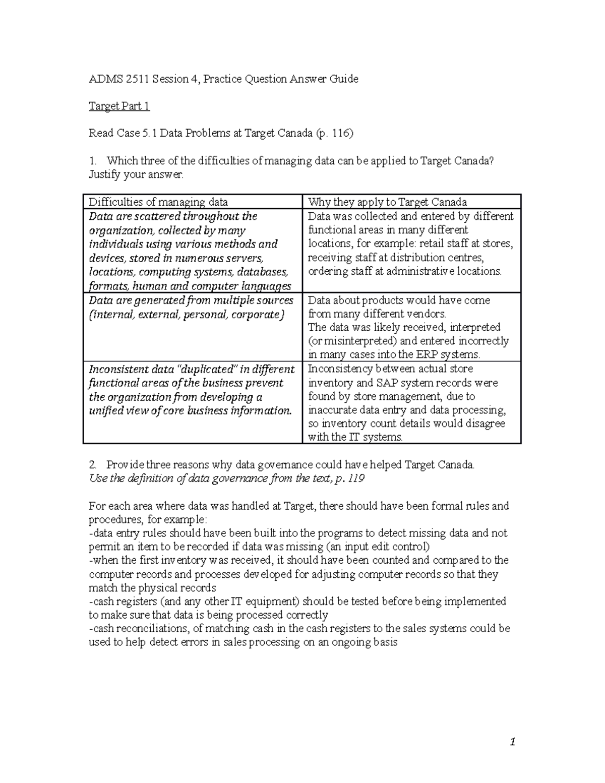 2511 Lecture 4 - Practice Questions Answer Key - ADMS 2511 Session 4, Practice Question Answer ...