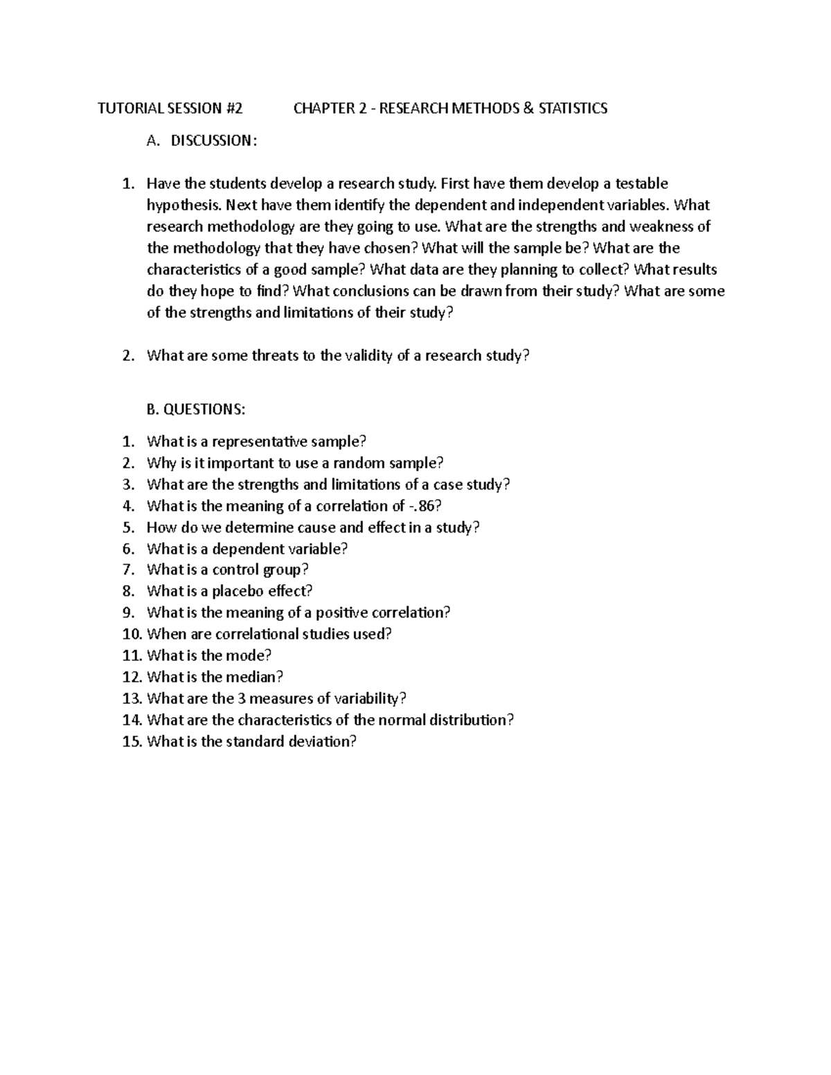 Notes Lesson 2 Review - TUTORIAL SESSION #2 CHAPTER 2 - RESEARCH ...