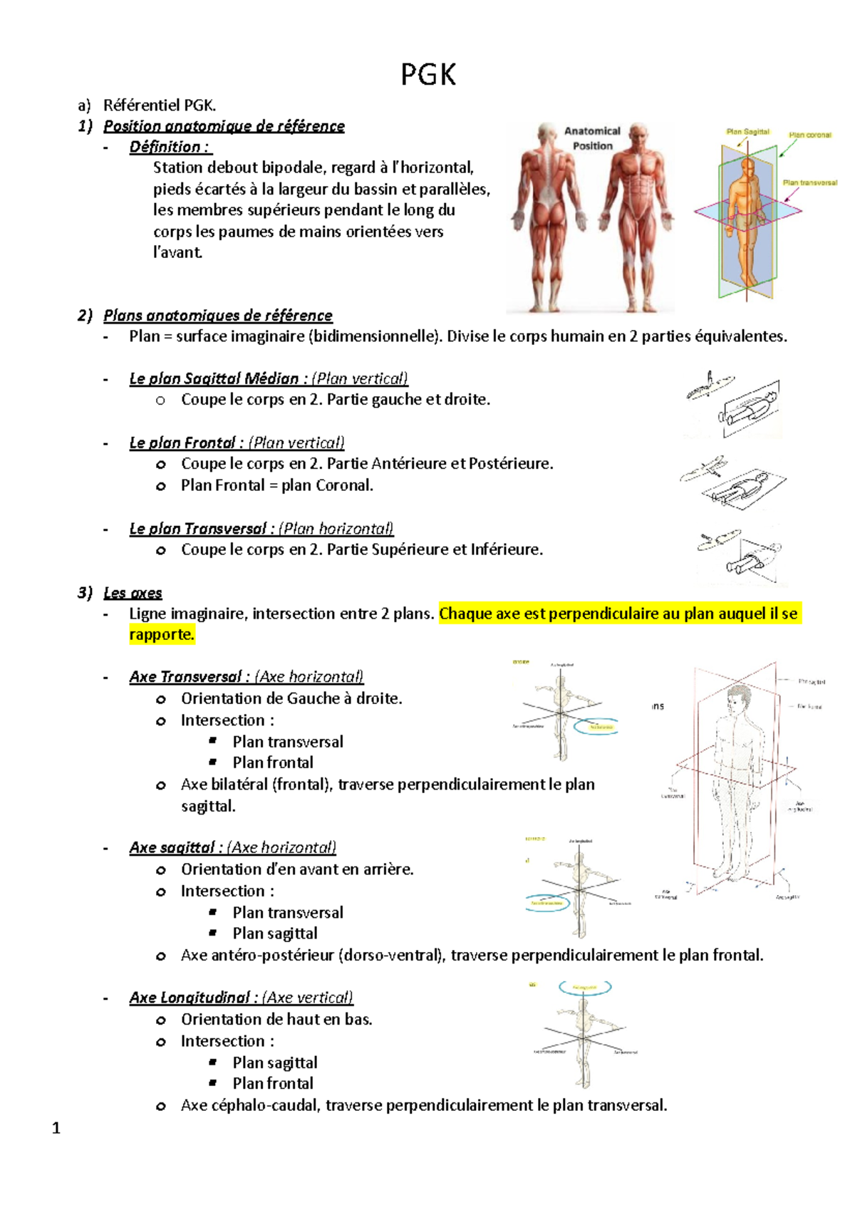 Synthèse PGK 1 quadri - résumé - PGK a) Référentiel PGK. Position ...