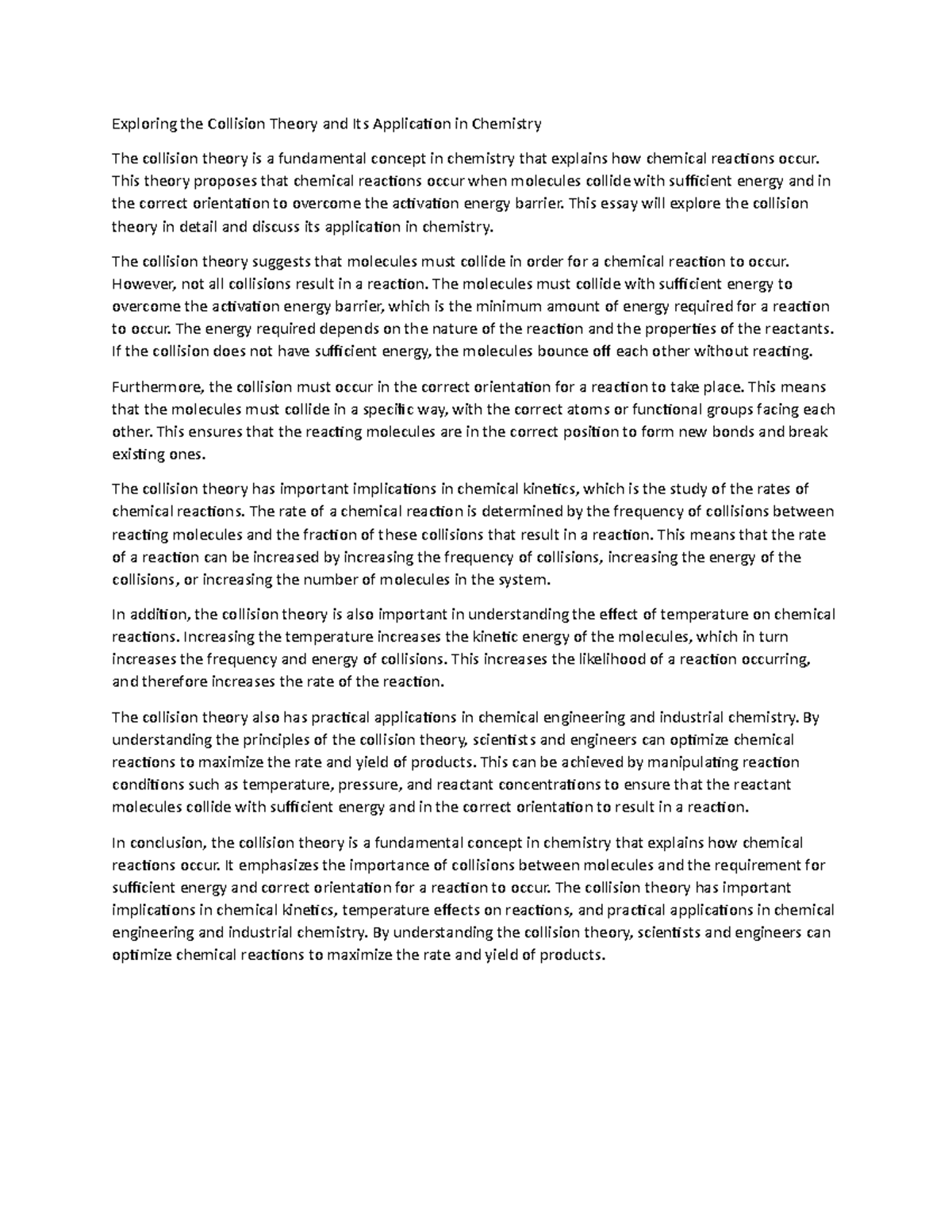 Exploring the Collision Theory and Its Application in Chemistry - This ...