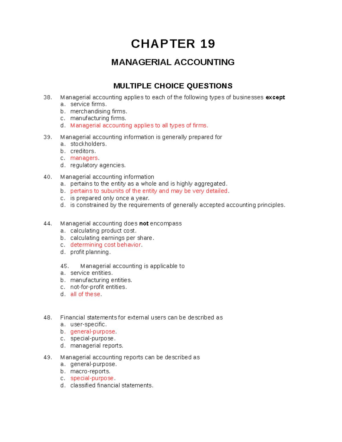 Ch19 -principles of managerial accounting - CHAPTER 19 MANAGERIAL ...