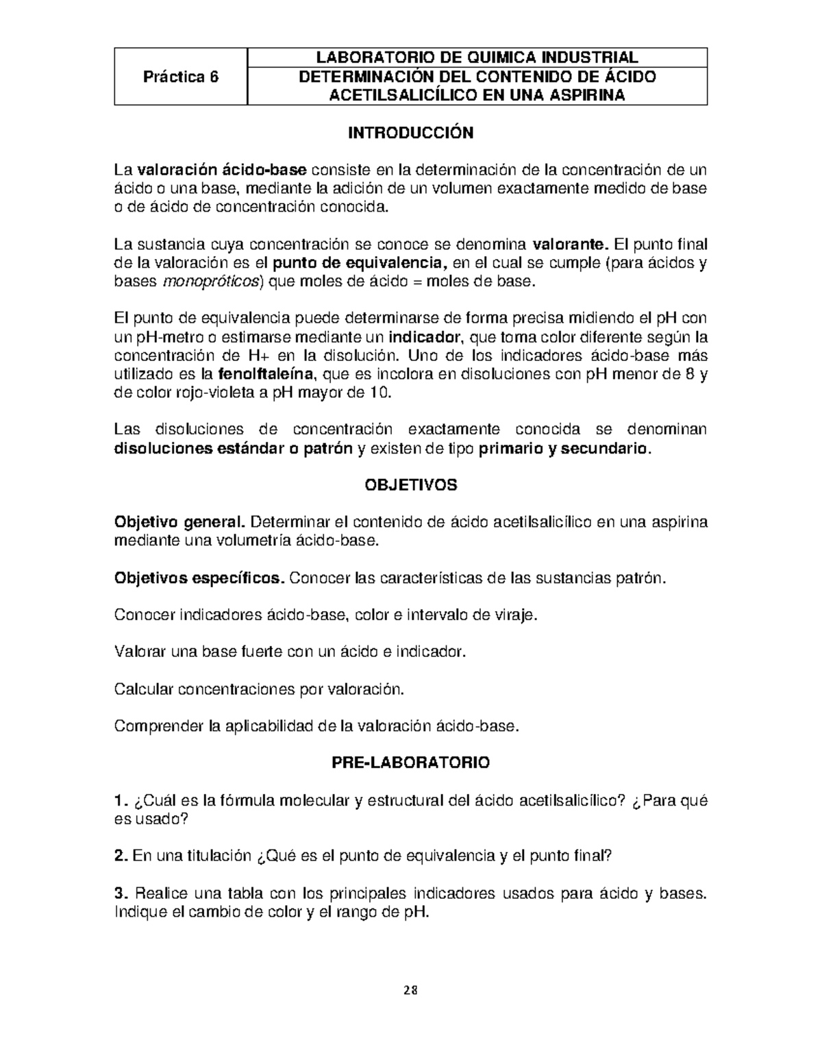 6- Titulacion Acido-BASE - Práctica 6 DETERMINACIÓN DEL CONTENIDO DE ...