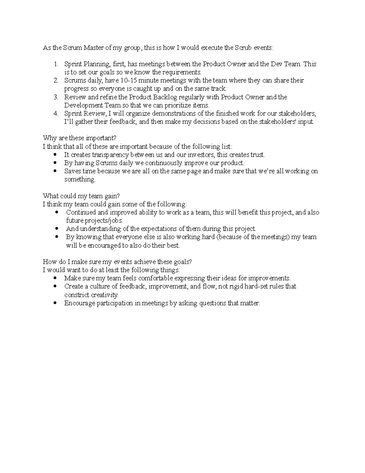 Module Two Journal copy - As the Scrum Master of my group, this is how ...