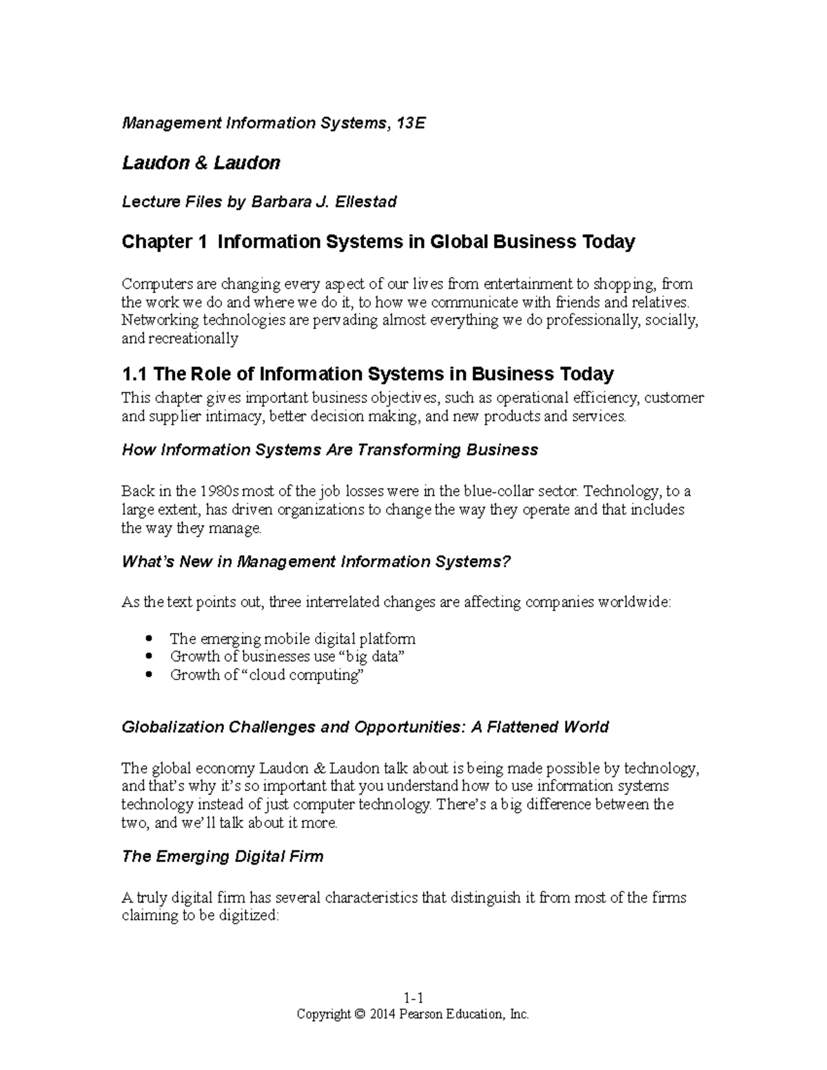 Laudon and Laudon Chapter 1 Information - Management Information Systems, 13E Laudon & Laudon ...