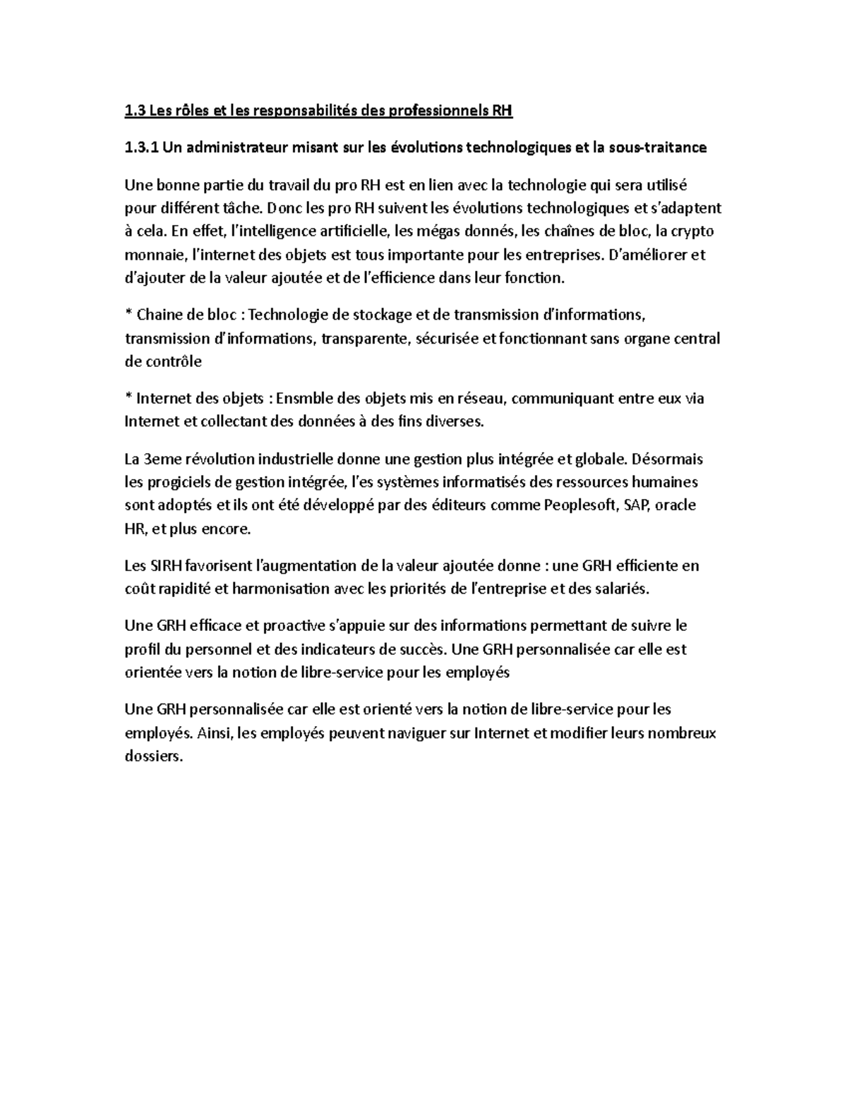GRH chp 1 5e partie - Début du point 1.3 avec le point 1.3.1 - Relever ...