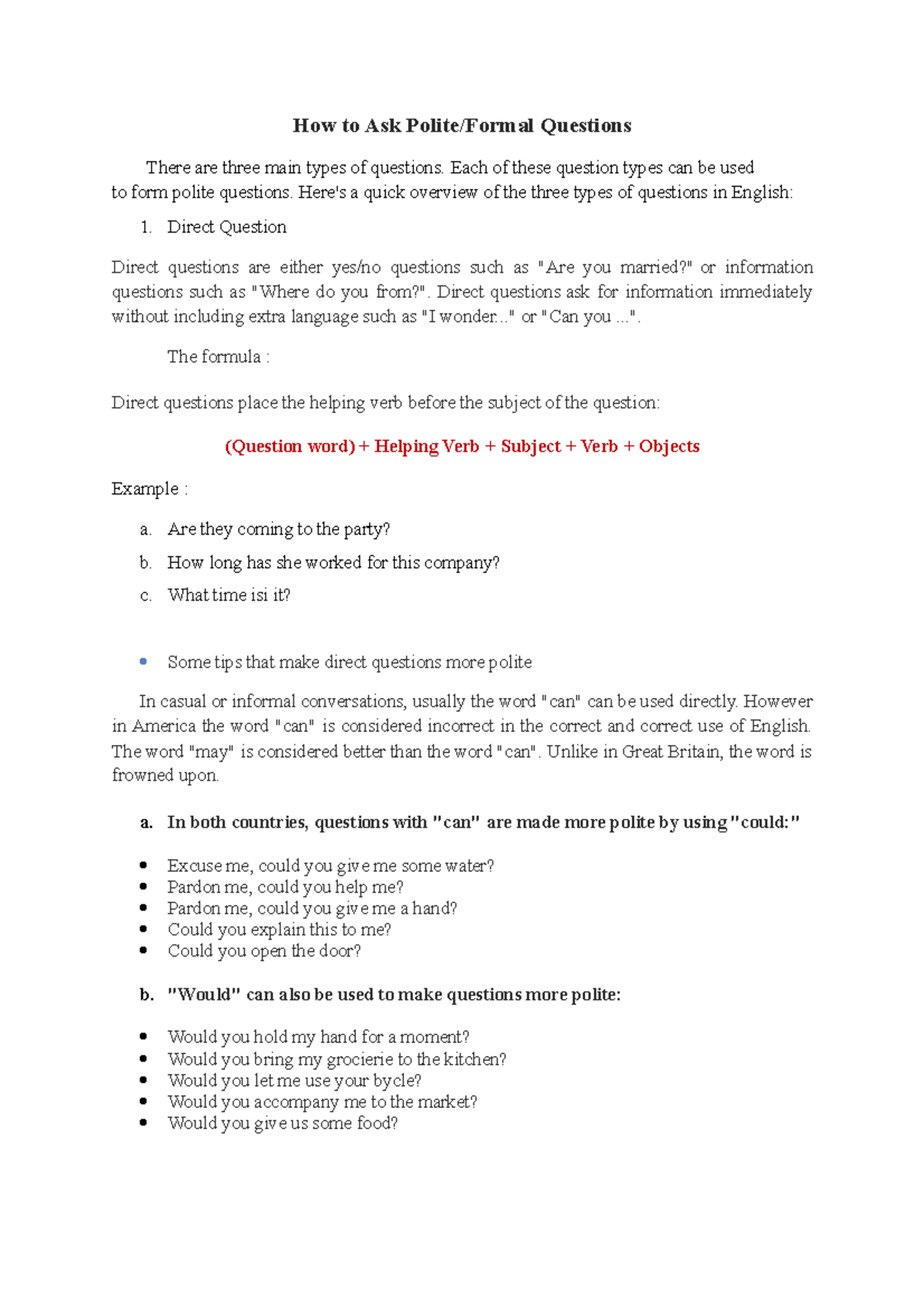 Review English for Academic Purposes - How to Ask Polite/Formal ...