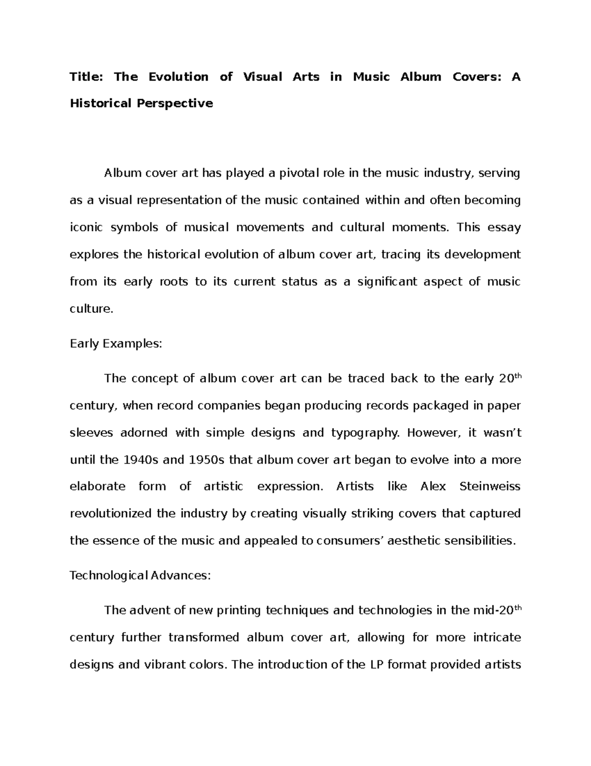 Document (30) - Title: The Evolution of Visual Arts in Music Album ...