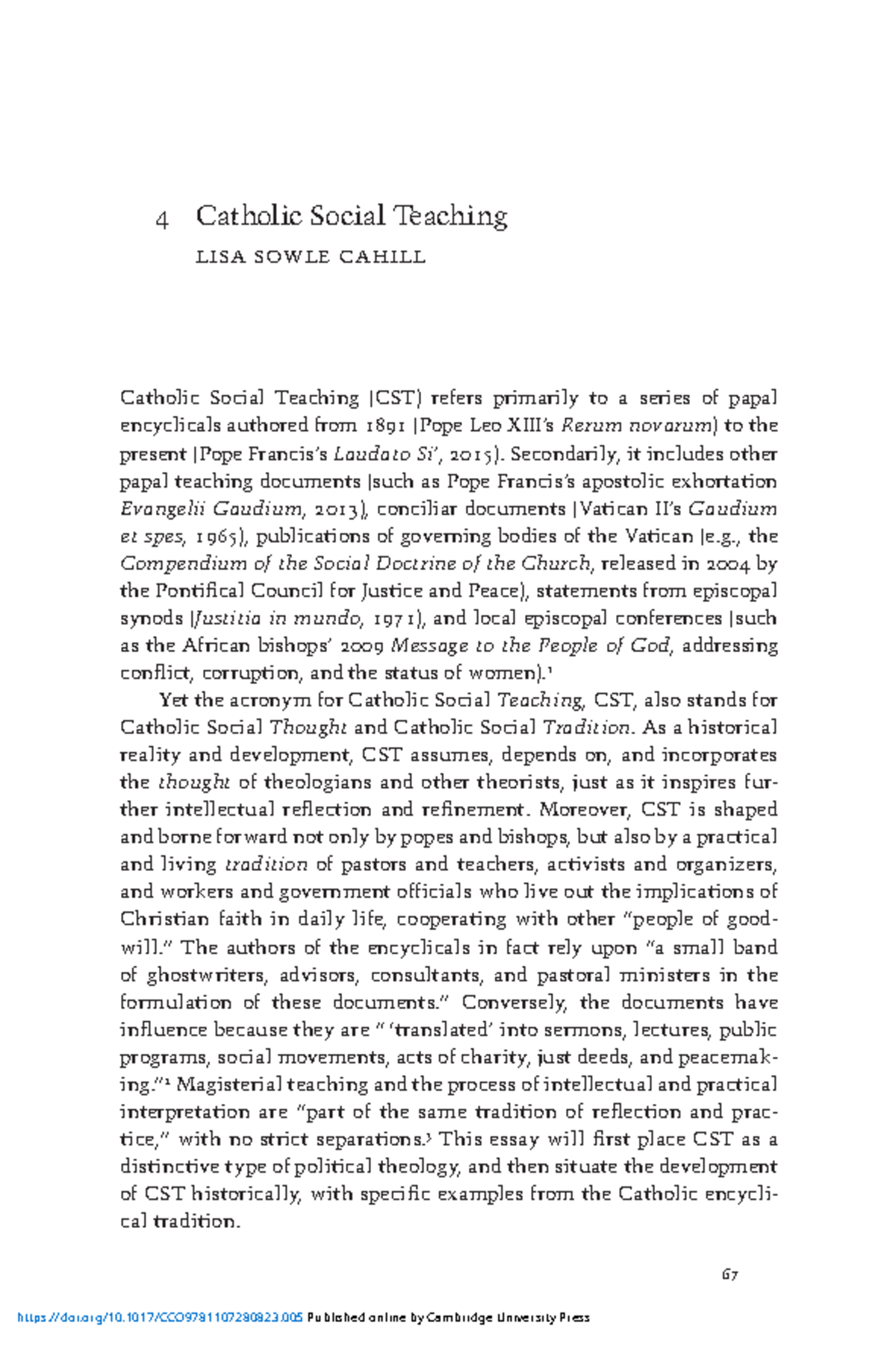 8 - pdf - 67 4 Catholic Social Teaching Lisa Sowle Cahill Catholic ...