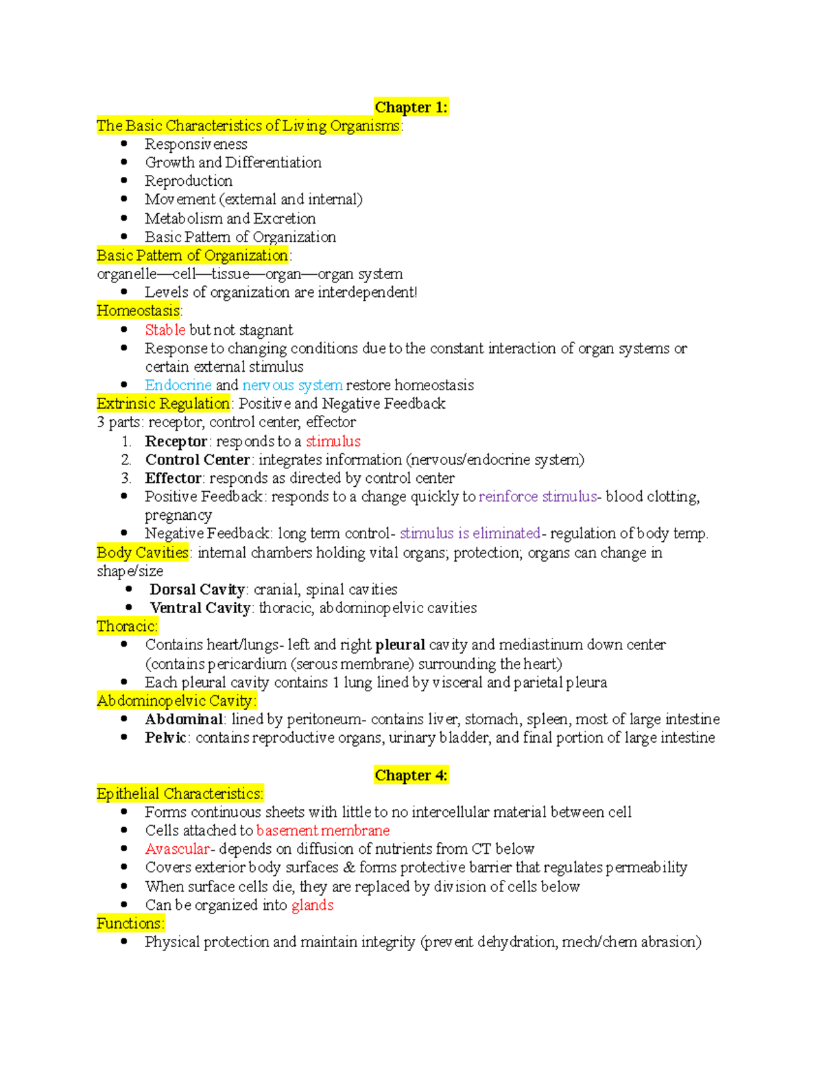 Study Guide for Anatomy - Chapter 1: The Basic Characteristics of ...