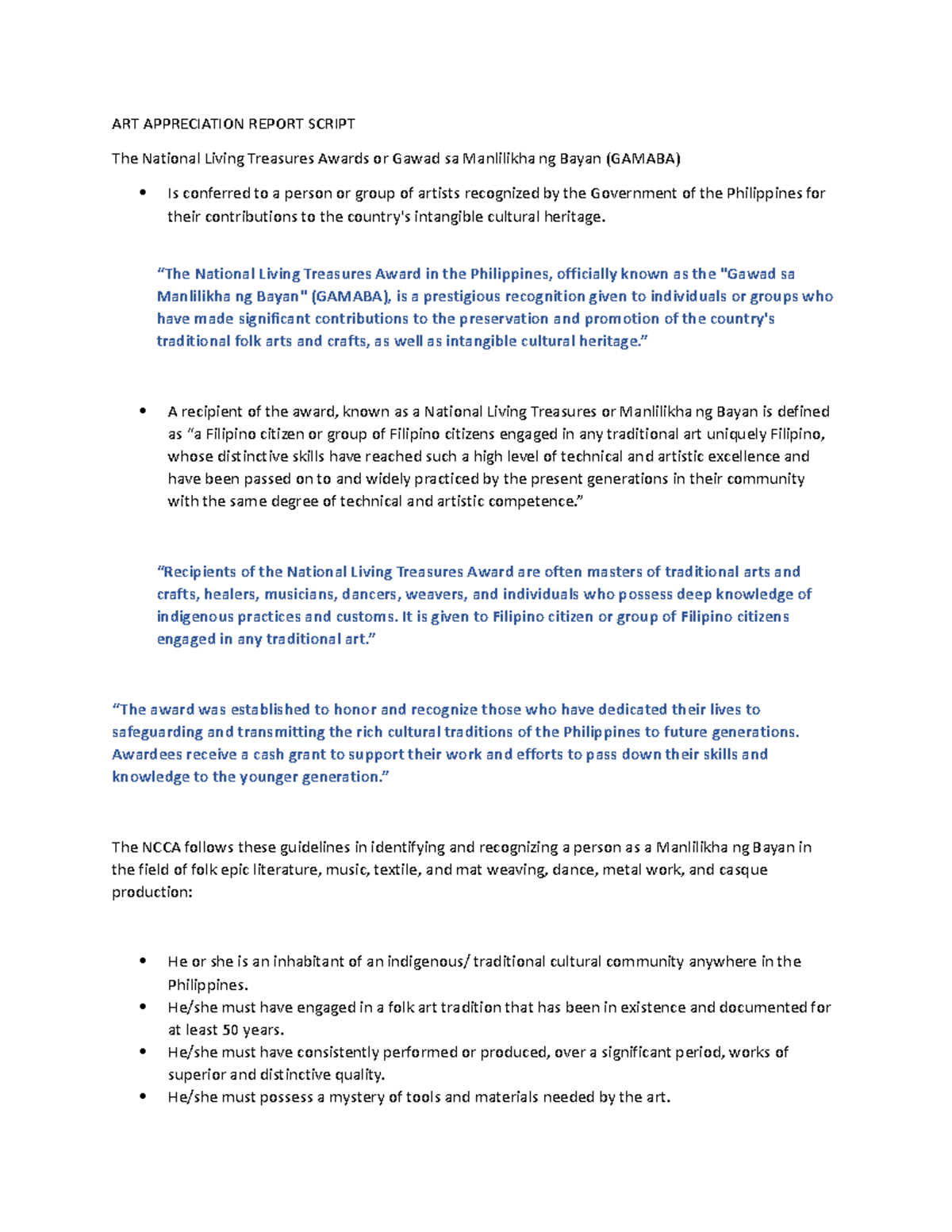 ART APP Report - National Living Treasure Awards - ART APPRECIATION ...