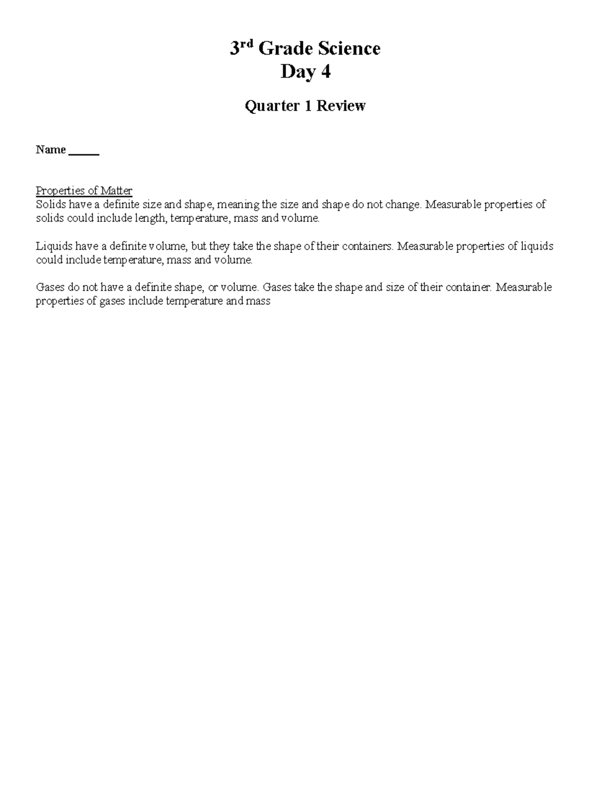 3rd Grade Science Day 4 - heyyooo - 3 rd Grade Science Day 4 Quarter 1 ...