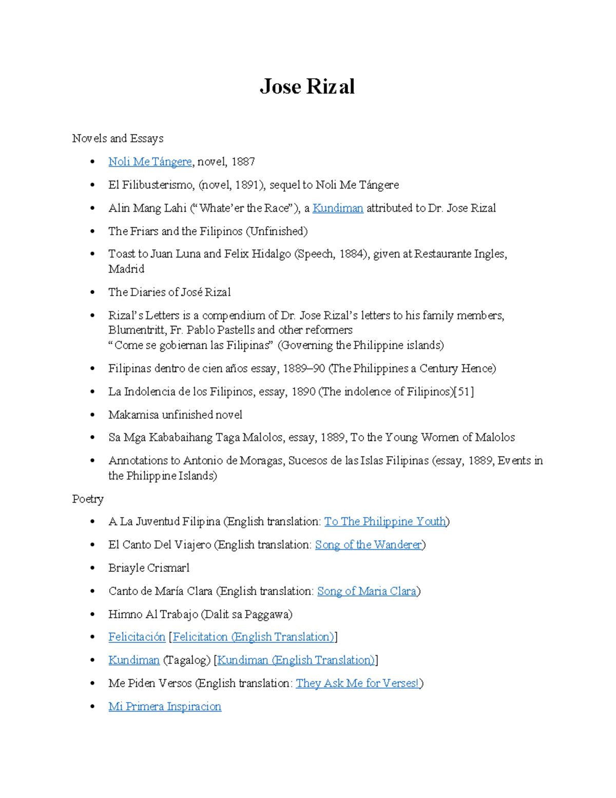 Complete Works of Rizal, Lopez-Jaena, & Del Pilar - Jose Rizal Novels ...