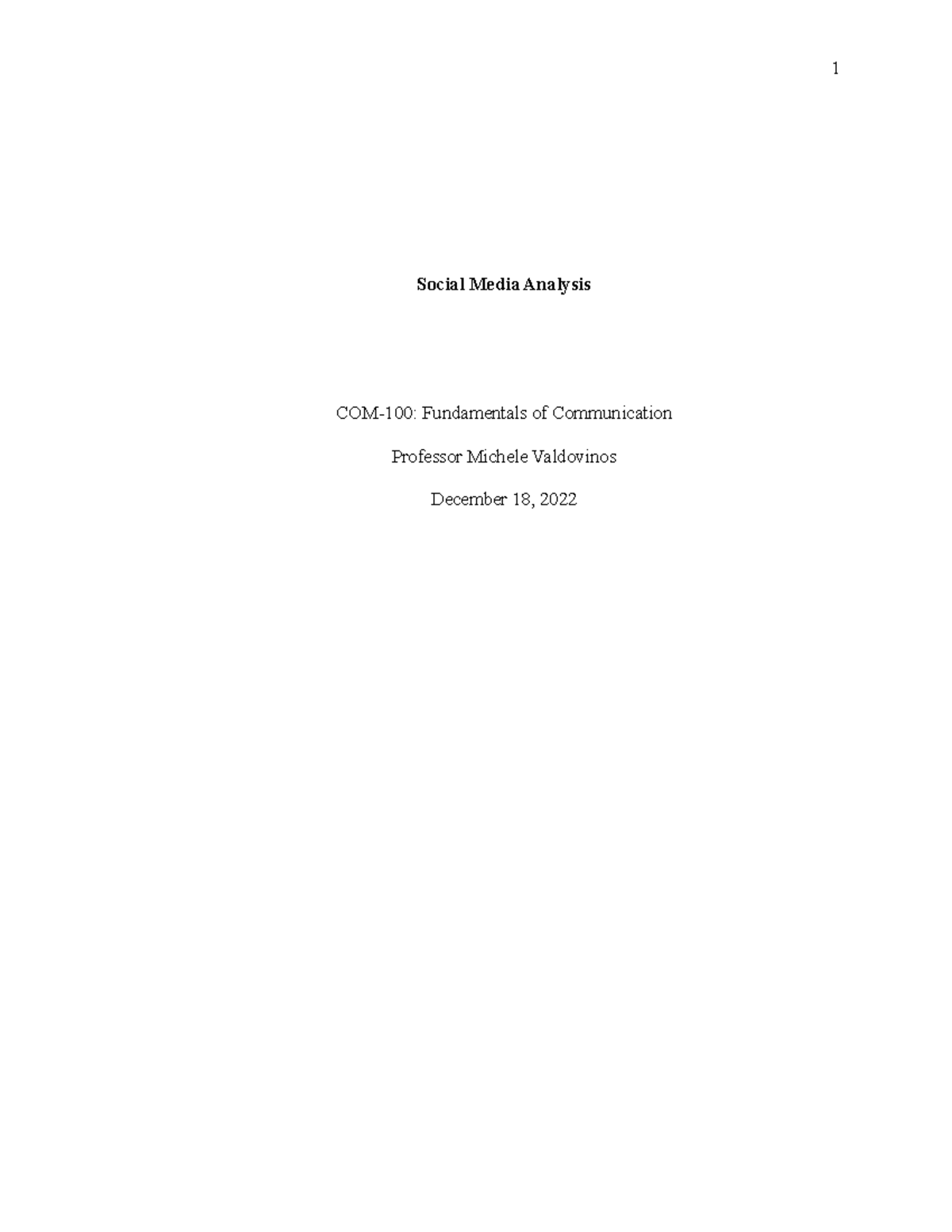 Social Media Analysis -3 - Social Media Analysis COM-100: Fundamentals ...