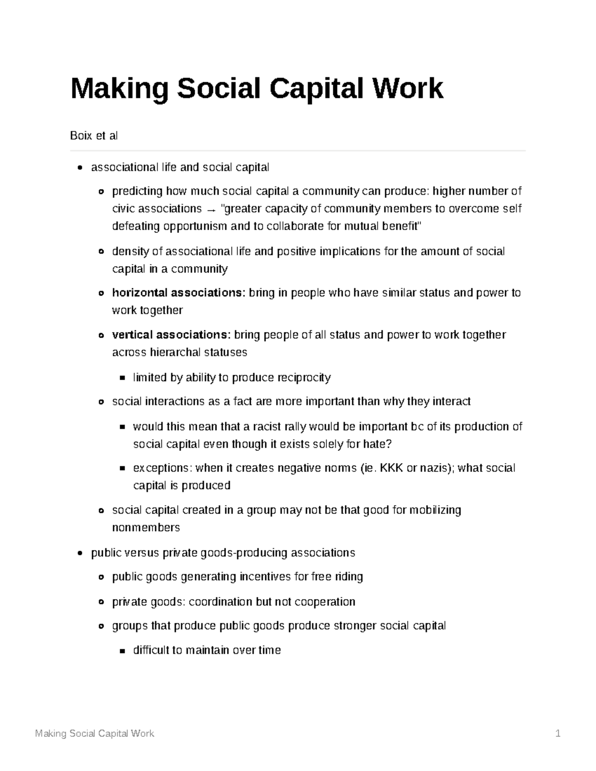 Making Social Capital Work - KKK or nazis); what social capital is ...