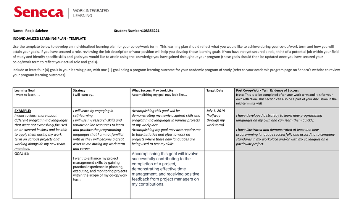 Rsalehee-Individualized Learning Plan (ILP) - Name: Roqia Salehee ...
