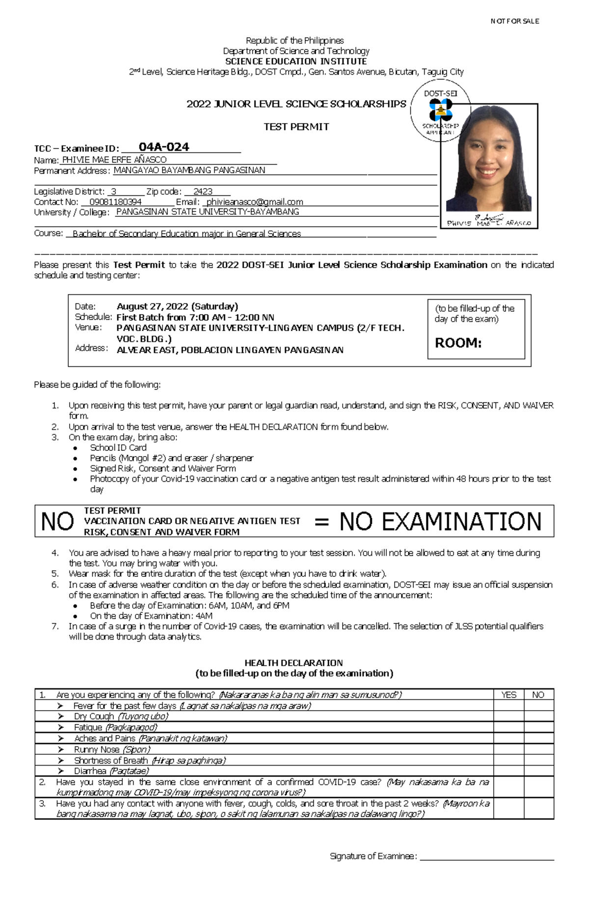 Hs Mn UFXD test permit-2022-08-18 - Republic of the Philippines ...