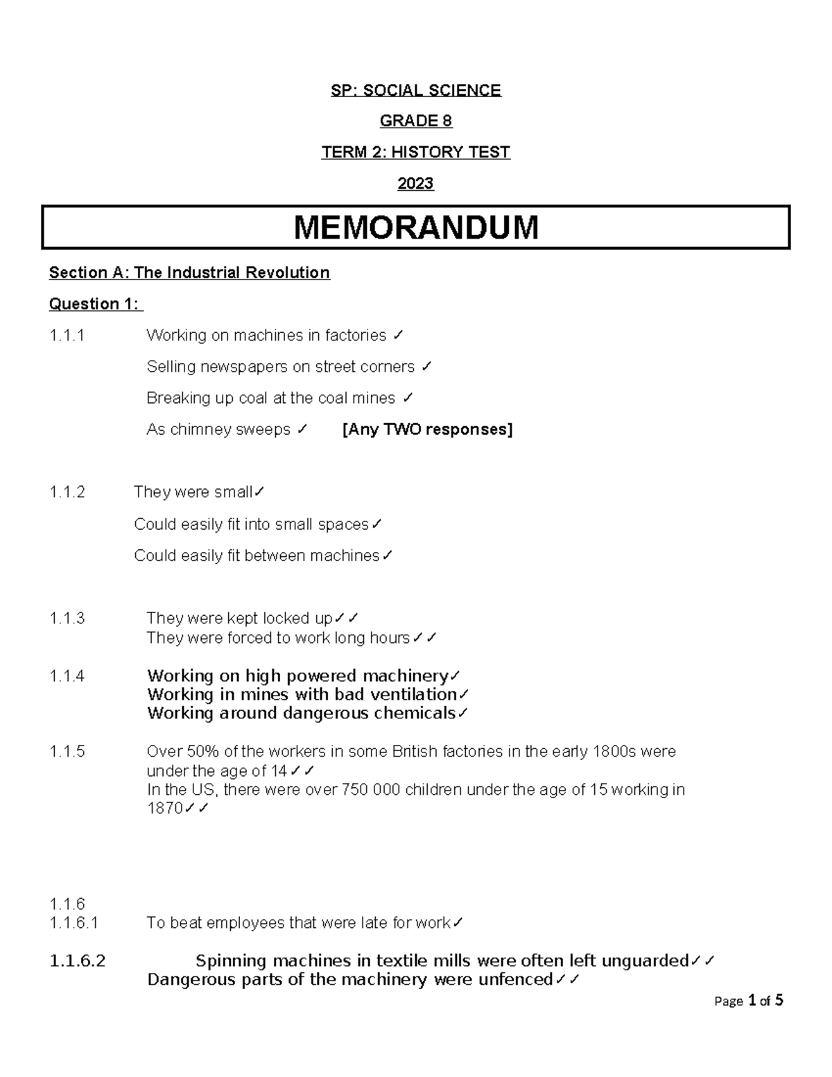 Gr8 June Hist Test Memo 2023 - SP: SOCIAL SCIENCE GRADE 8 TERM 2 ...