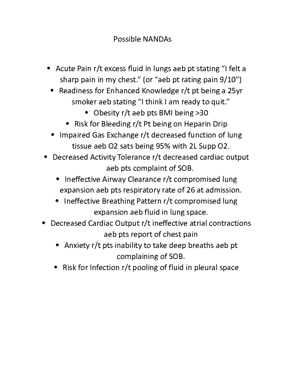 Nandas for CP3 - Nursing Diagnosis - Possible NANDAs Acute Pain r/t ...