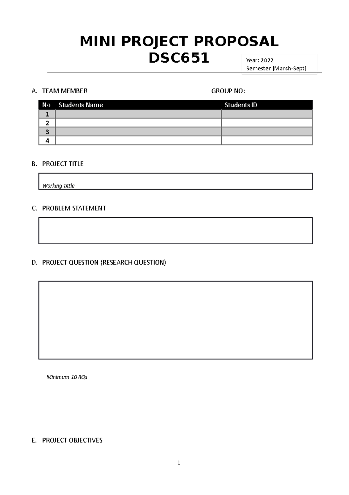 1 - Project Proposal Mac 2022 updated - MINI PROJECT PROPOSAL DSC A ...