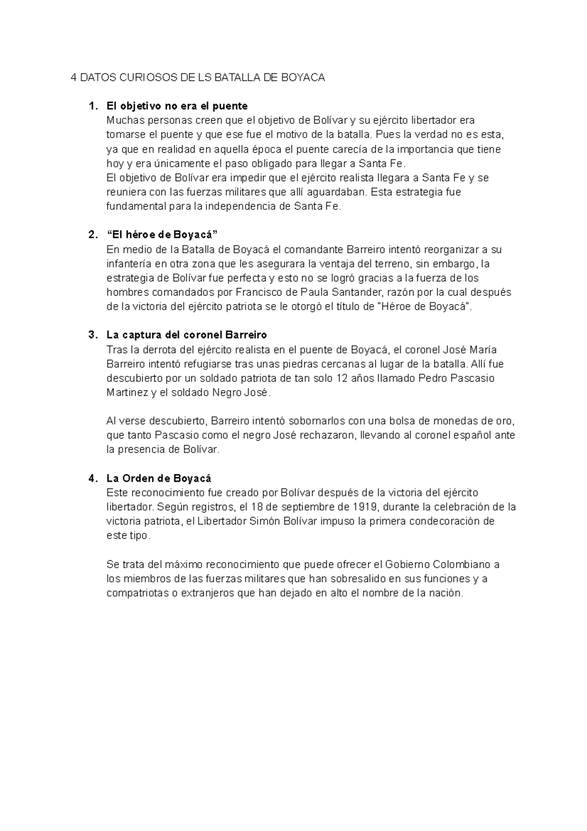 4 Datos Curiosos DE LS Batalla DE Boyaca - 4 DATOS CURIOSOS DE LS BATALLA DE BOYACA El objetivo ...