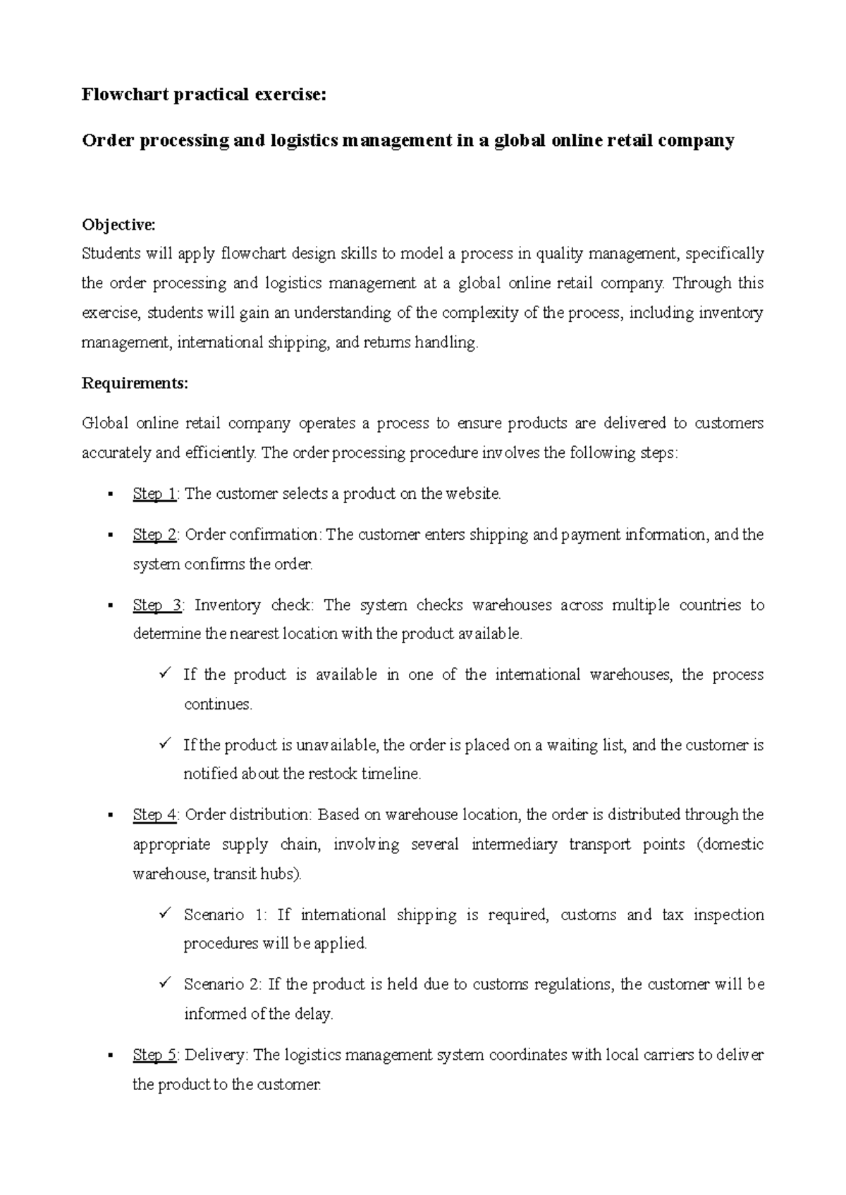Flowchart practical exercise - Flowchart practical exercise: Order ...