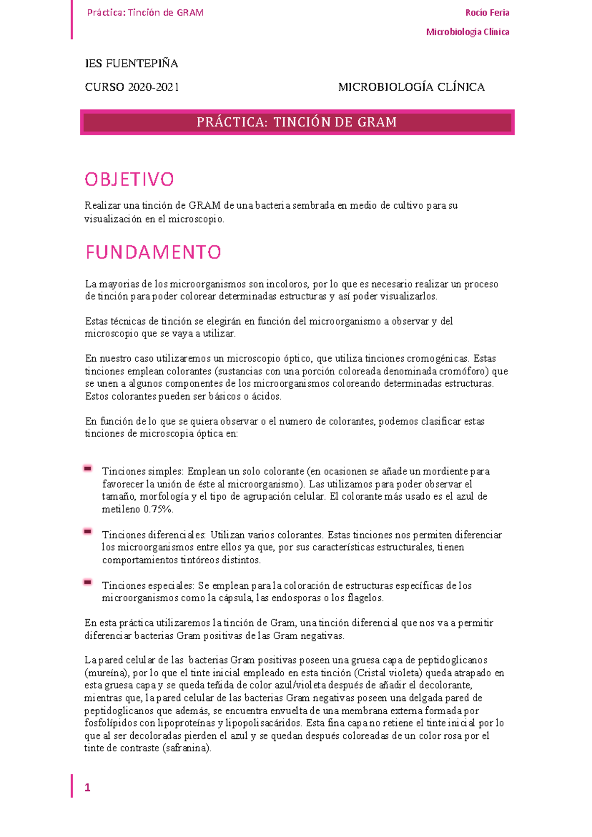 Microbiología Práctica. Tinción de GRAM - Pr·ctica: TinciÛn de GRAM ...