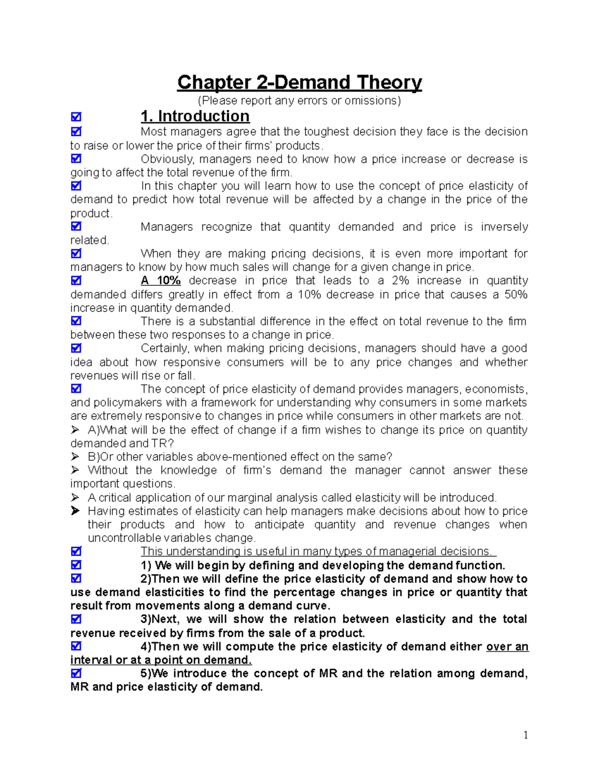 CH 2 -Demand Theory -webct notes - Chapter 2-Demand Theory (Please ...
