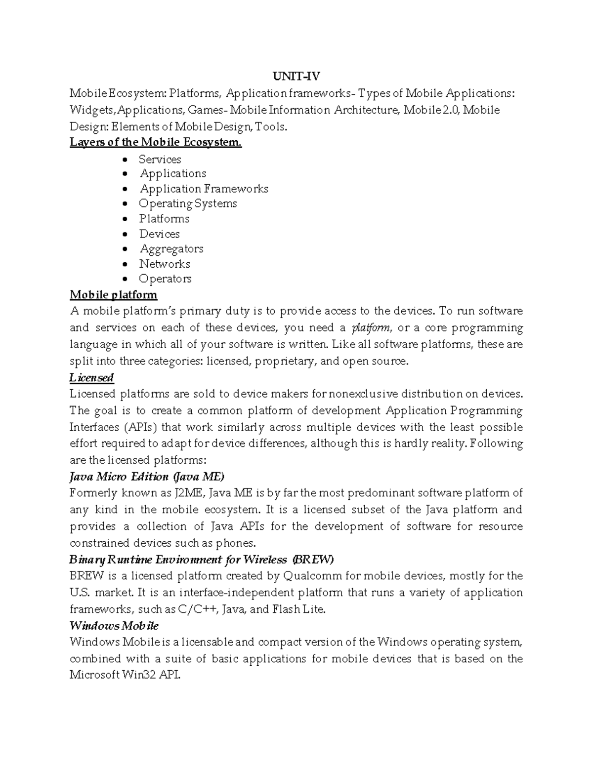 Unit4 HCI - xgfhcvnb,m. - UNIT-IV Mobile Ecosystem: Platforms ...