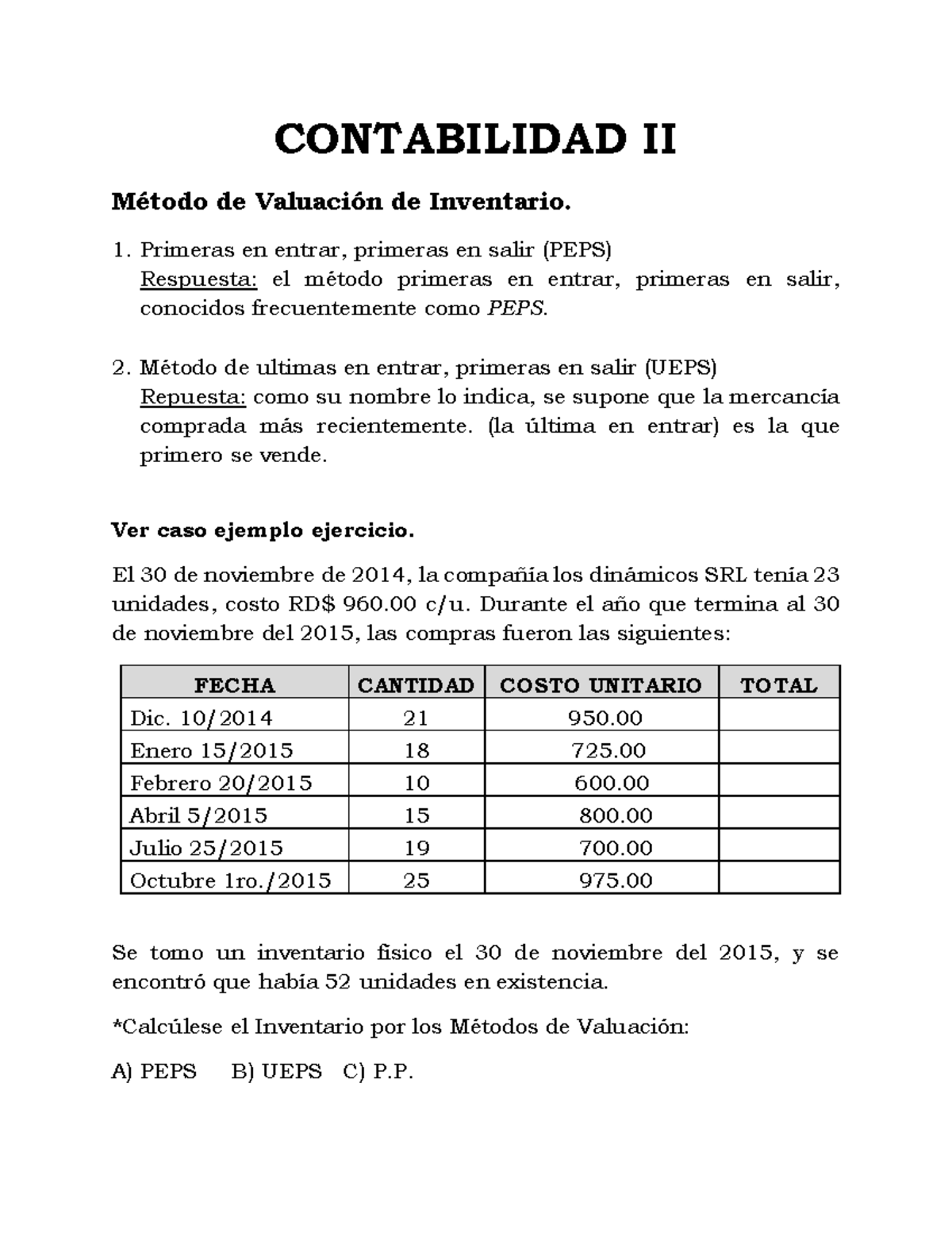 # 8 Metodo de Valuacion de Inventario Contabilidad II - CONTABILIDAD II ...