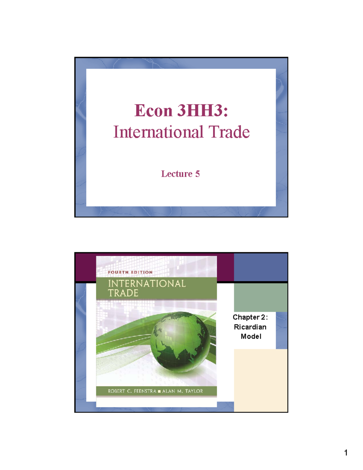 3HH3 Lec5 2017 - good - Econ 3HH3: International Trade Lecture 5 Trade ...