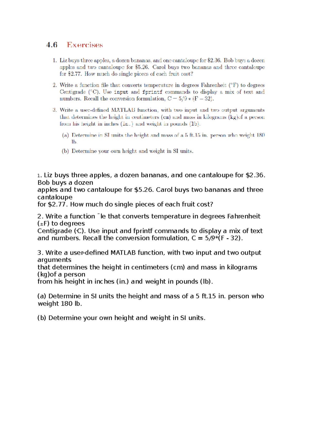 Functions Exercises - YUP - Computing for Engineers - NUST - Studocu