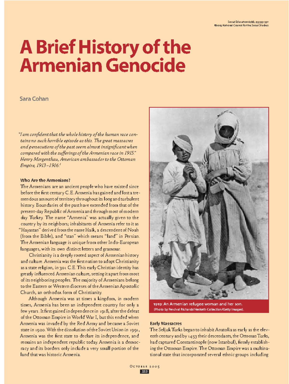 A Brief History of the Armenian Genocide - A Brief History of the ...