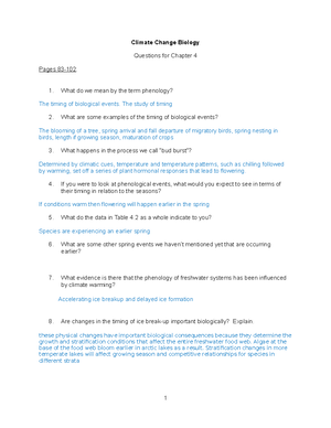 Climate Change Textbook Notes Chapter 7 - Climate Change Biology ...
