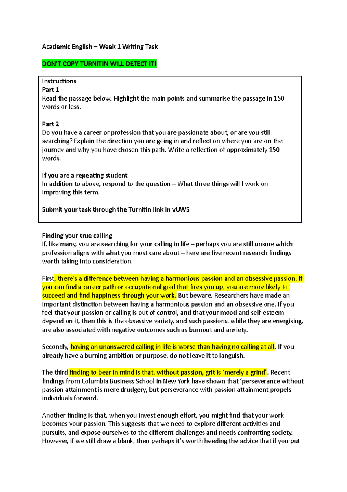 ACAD English WK 1 Writing TASK - Academic English – Week 1 Writing Task ...
