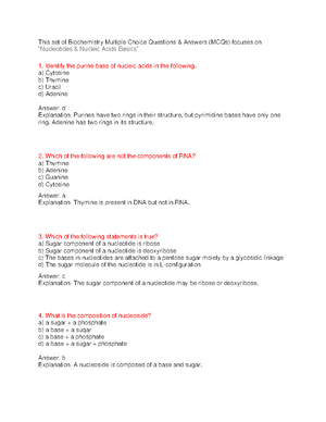 biochemistry questions - Studocu