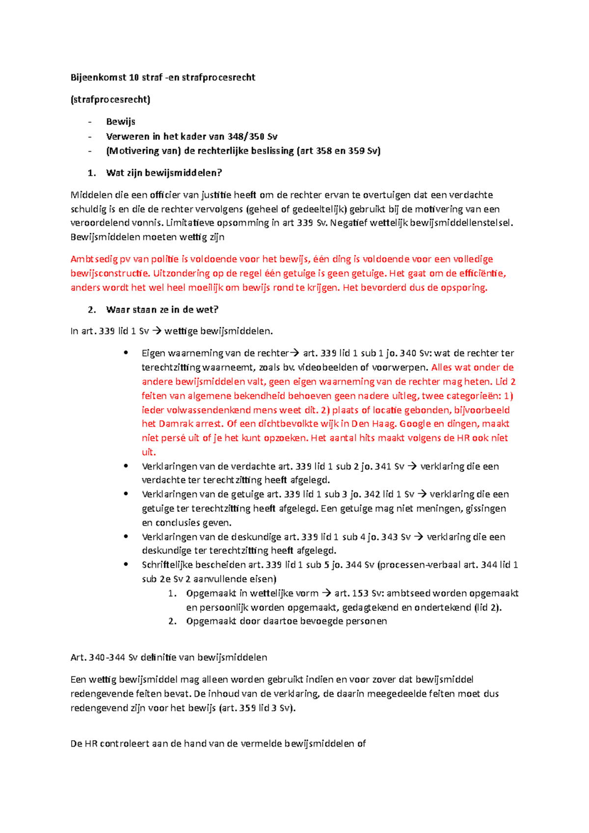 Bijeenkomst 10 Straf -en strafprocesrecht - Bijeenkomst 10 straf -en ...