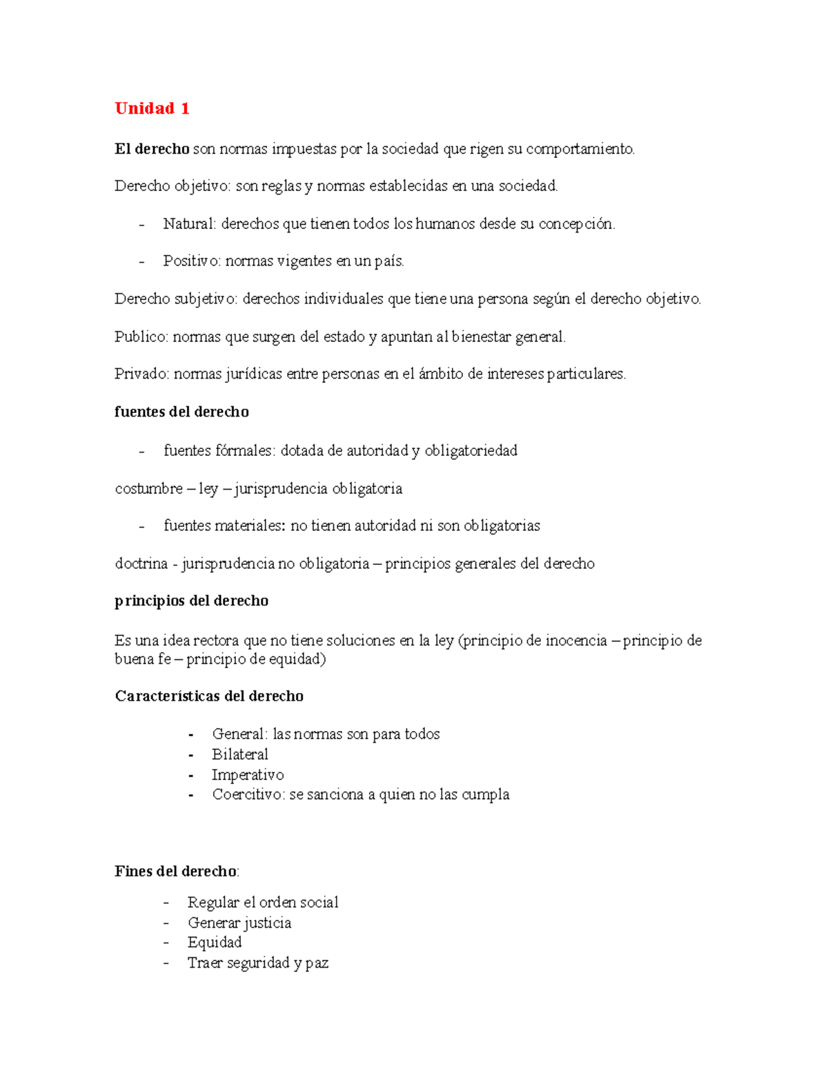 Resumen dereco und 1-7 - unidad 1-7 - Unidad 1 El derecho son normas ...