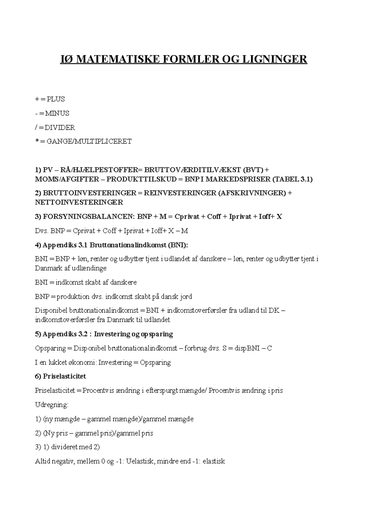 IØ Matematiske Formler hhx - IØ MATEMATISKE FORMLER OG LIGNINGER ...