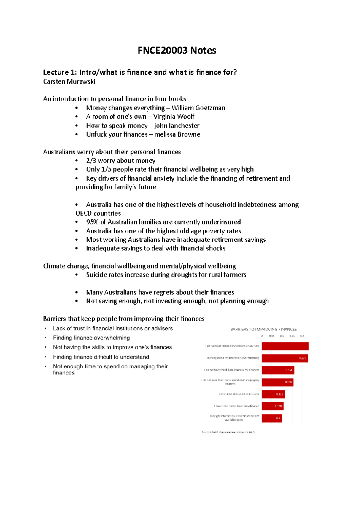 FNCE2000 3 Notes hahsh - FNCE20003 Notes Lecture 1: Intro/what is ...