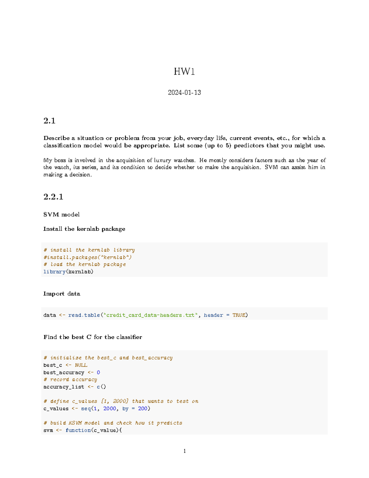 HW1-prob3 - hw1 solutions - HW 2024-01- 2. Describe a situation or problem from your job ...