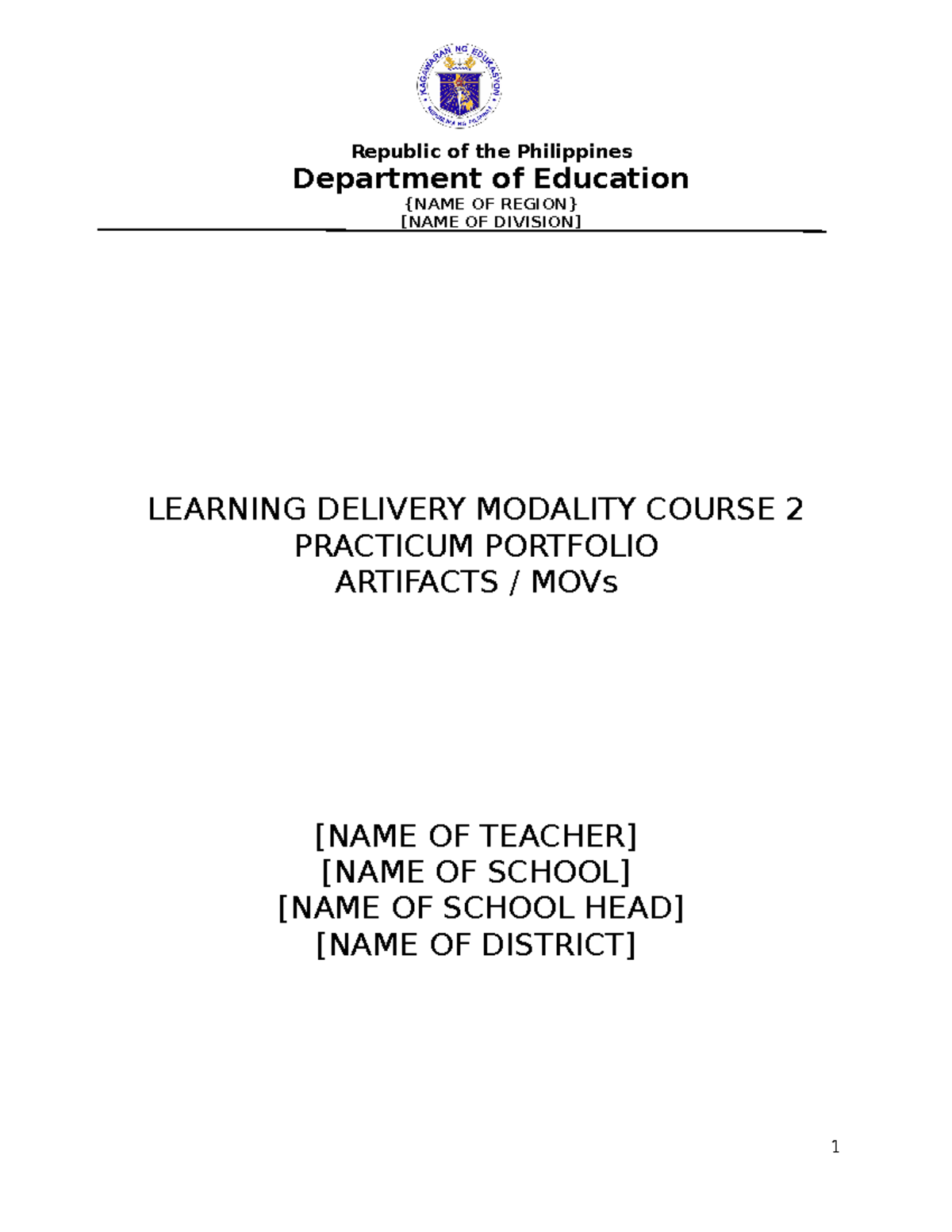 Sample Portfolio PAGE Layout Final - Republic of the Philippines ...