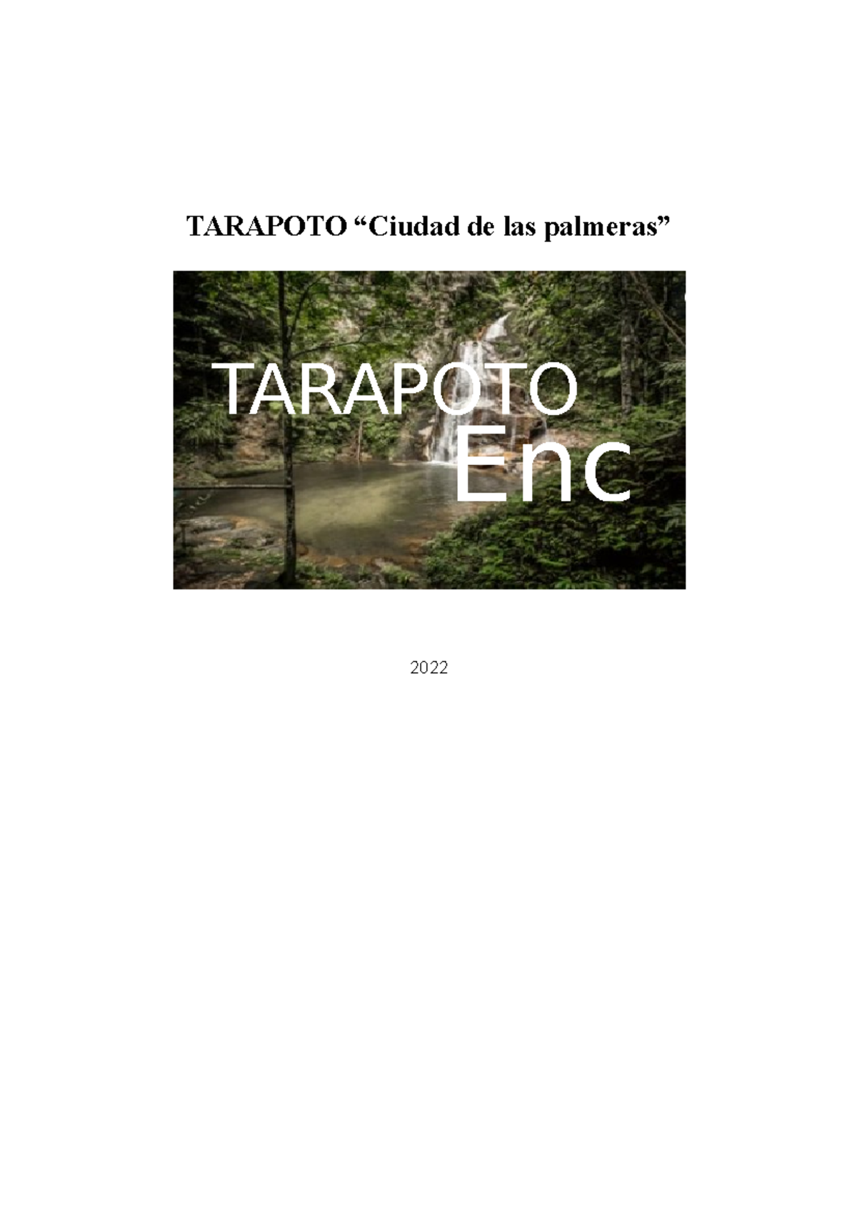 Grupo 4- Monografía DE LA Ciudad DE Tarapoto-Trabajo - 2022 TARAPOTO “Ciudad de las palmeras ...